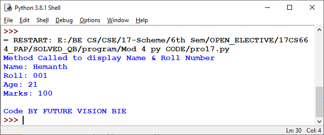 Answer Script 17cs664 Python Application Programming